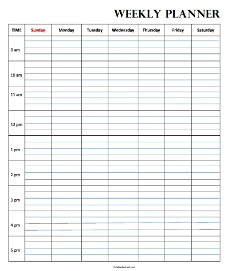 The Importance and Benefits of Using a Printable Weekly Calendar | Vipon